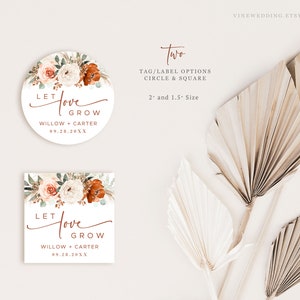 Let Love Grow Plant Favors Sign and Tags Template, Printable Succulent ...