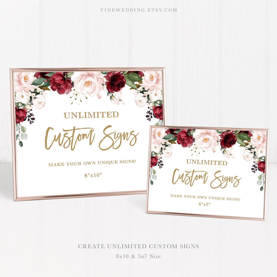 Editable Unlimited Custom Sign Template, 8x10 and 5x7 Landscape, Make ...