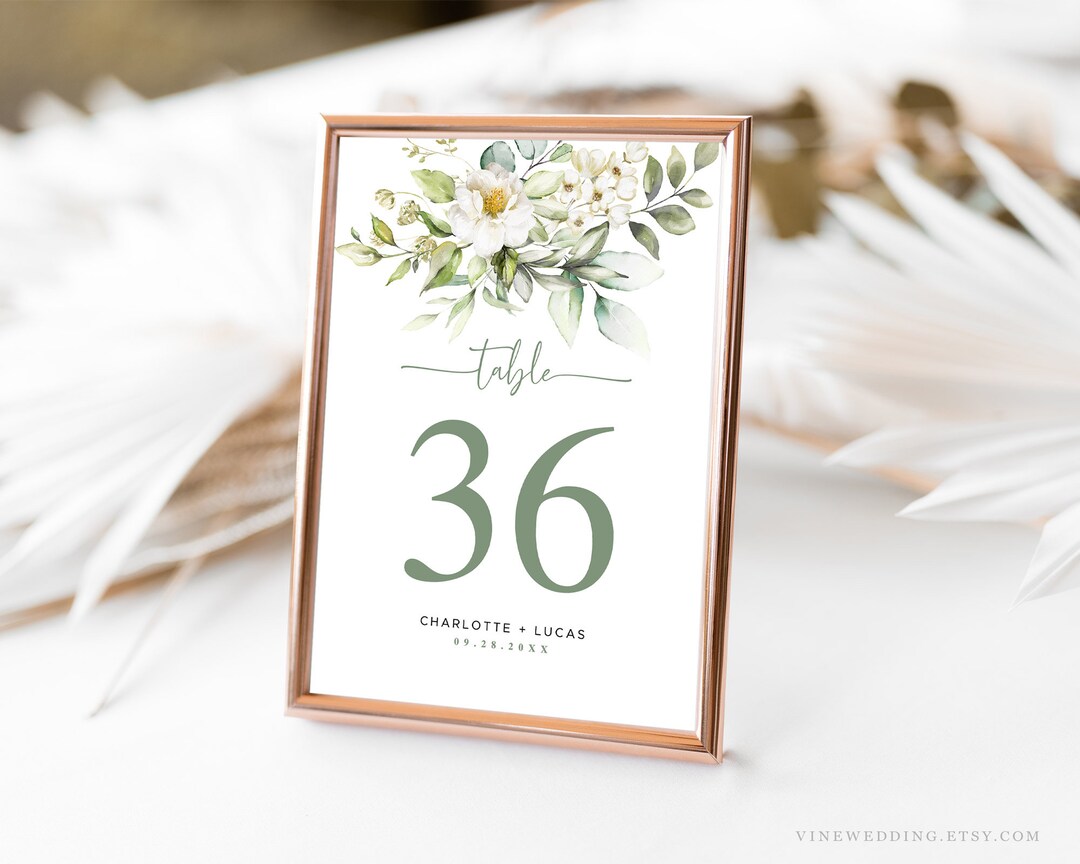 Wedding Table Number Template, Editable Wedding Table Numbers ...