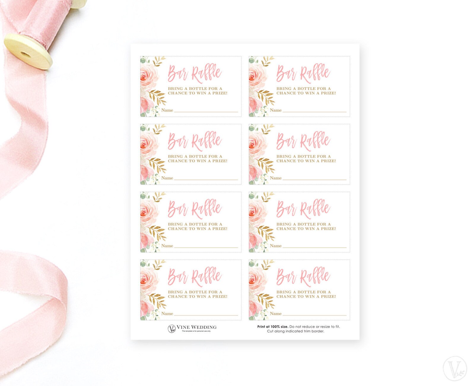 Bridal Shower Bar Raffle Sign and Raffle Tickets Printable - Etsy