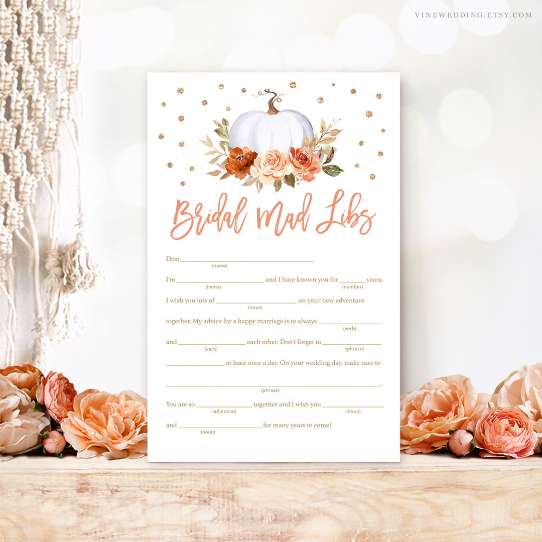 Bridal Mad Libs Game, Printable Bridal Shower Game, Bridal Shower Games ...