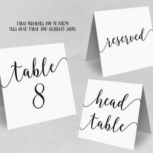 Wedding Table Numbers Printable Tent Style Table Numbers | Etsy