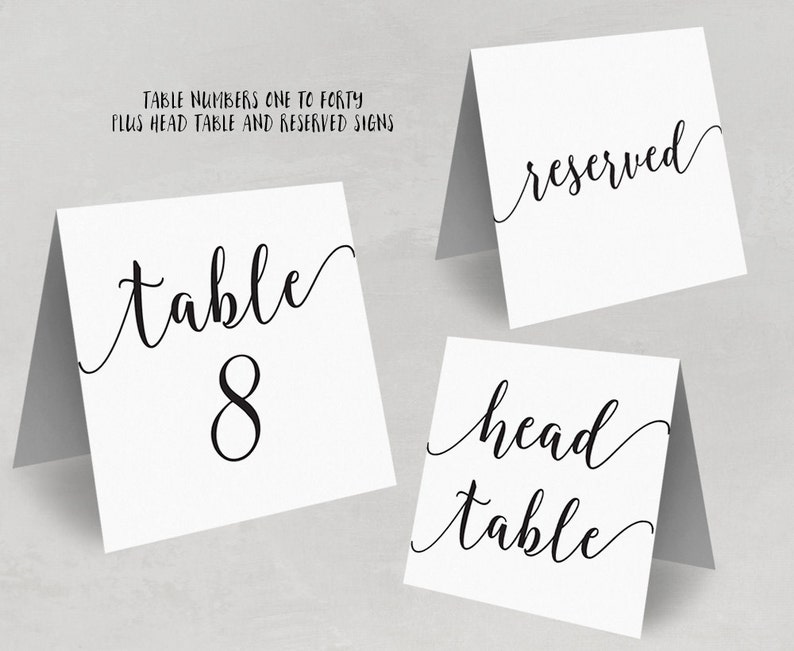 Wedding Table Numbers Printable Tent Style Table Numbers | Etsy