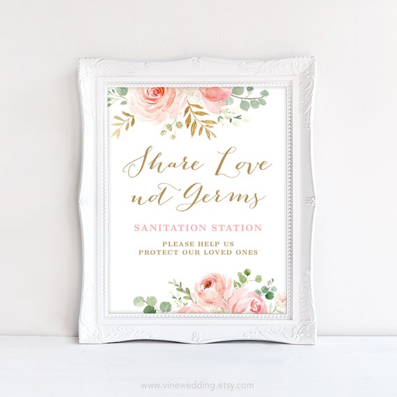 Share Love Not Germs Sign Printable Sanitation Station Sign | Etsy