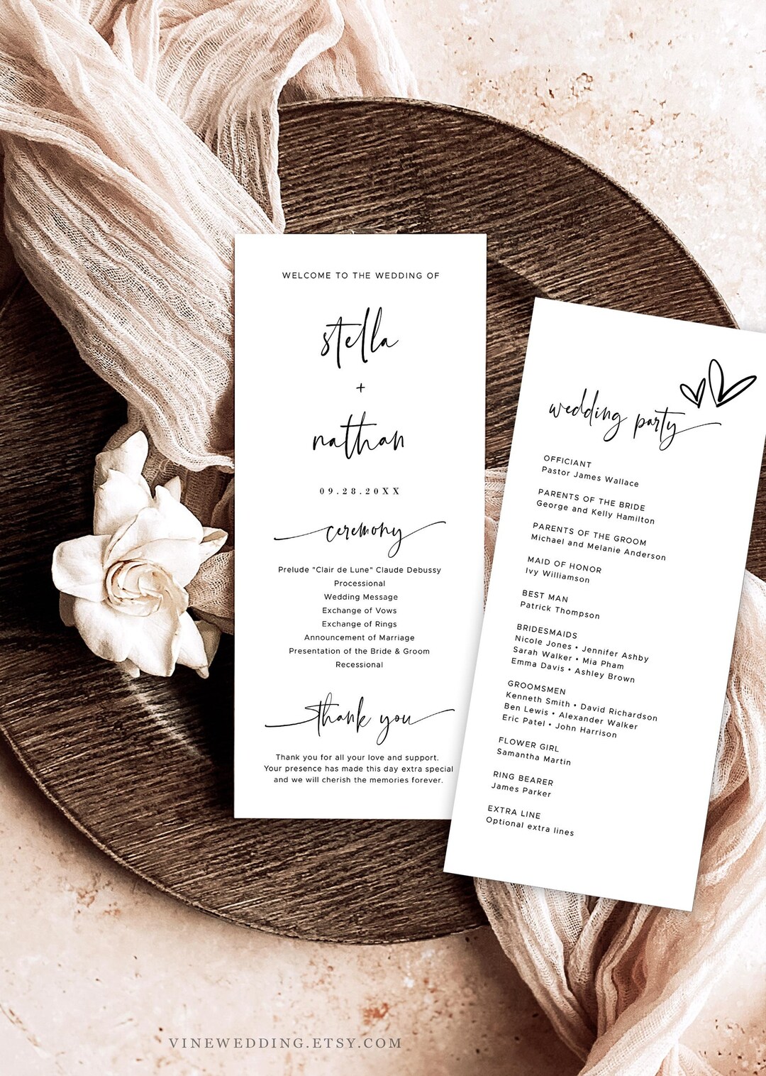 Wedding Program Template, Editable Wedding Program Download, Printable ...
