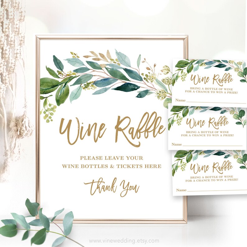 Wine Raffle Sign and Tickets Printable Game Sign and Answer - Etsy