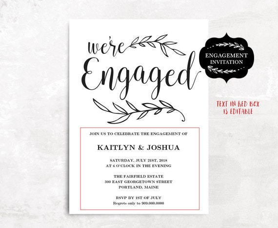 Engagement Invitation Template Printable Engagement Party | Etsy