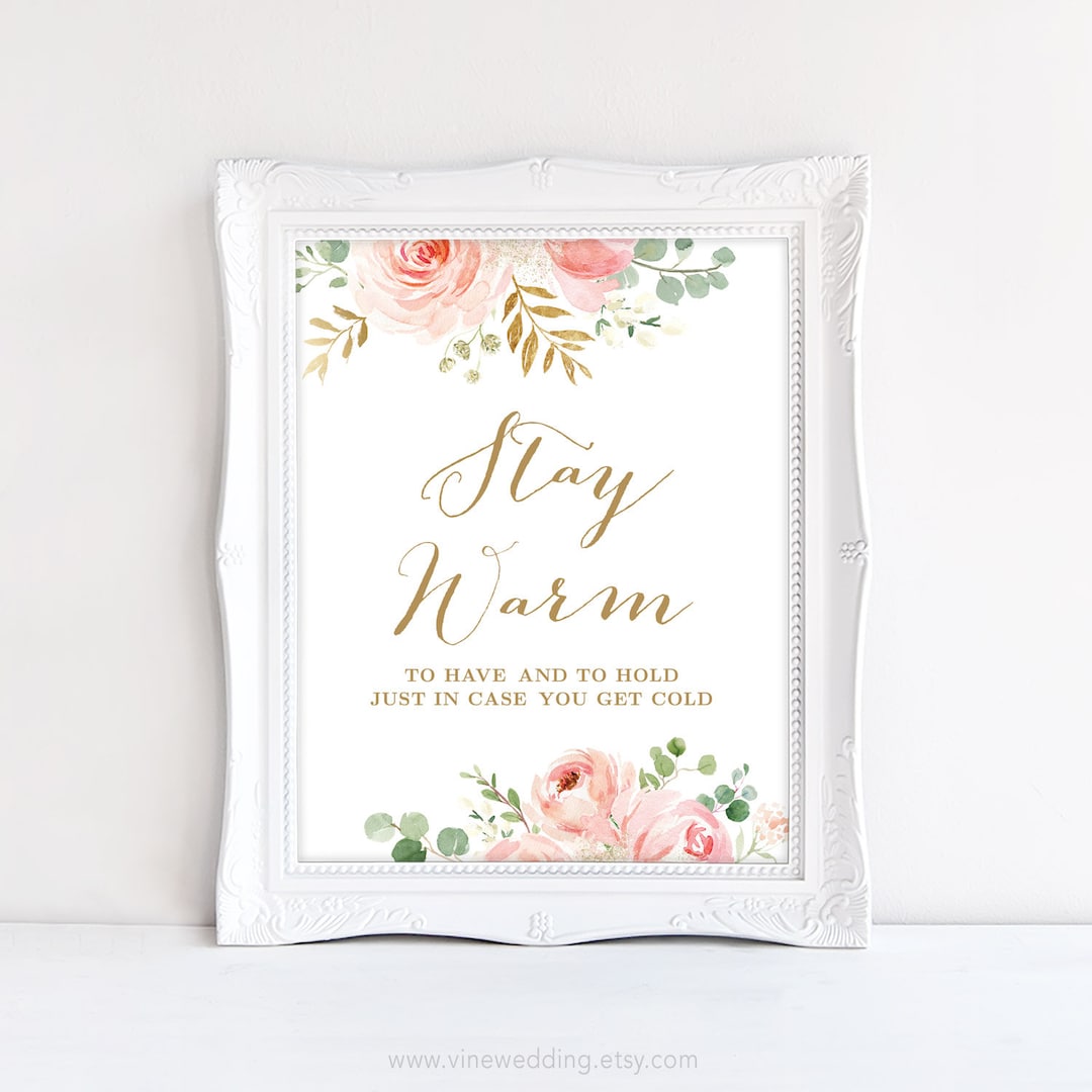 Blanket or Shawl Favors Sign, Printable Stay Warm Sign Template ...