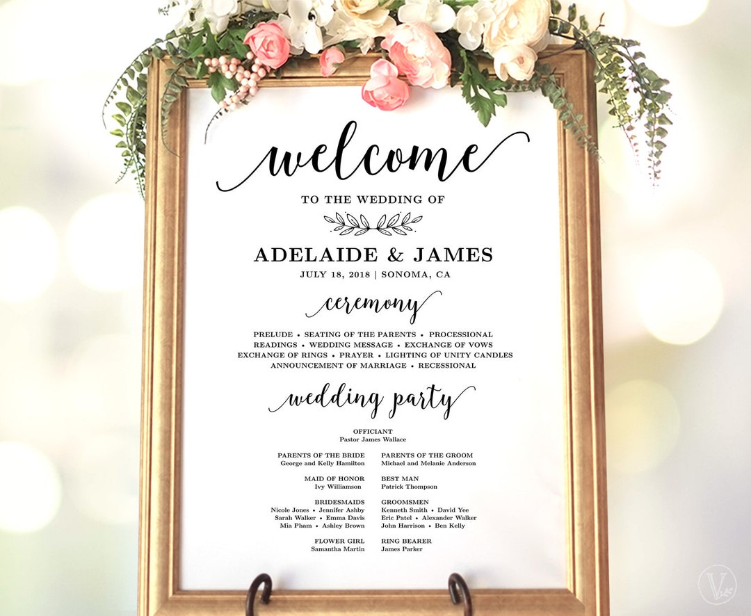 Wedding Program Sign, Wedding Ceremony Sign, Printable Program Template ...