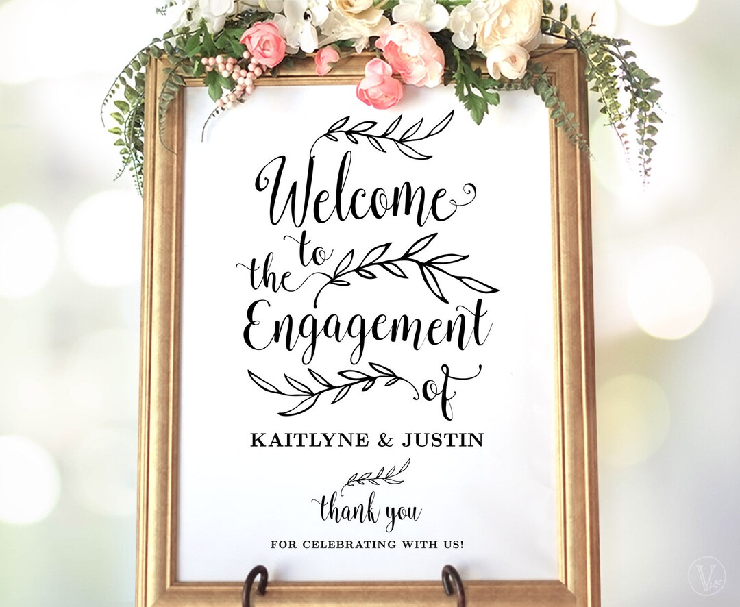 Engagement Welcome Sign, Personalized Engagement Sign, Large Rustic ...