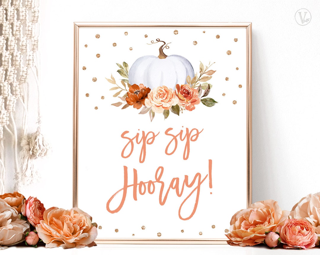Sip Sip Hooray! Sign, Printable Bridal Shower Champagne Sign, Bubbly ...