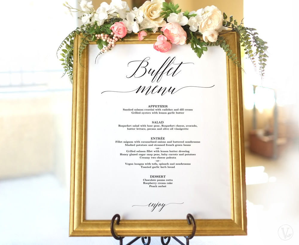 Wedding Buffet Menu Sign Printable Wedding Menu Template Etsy