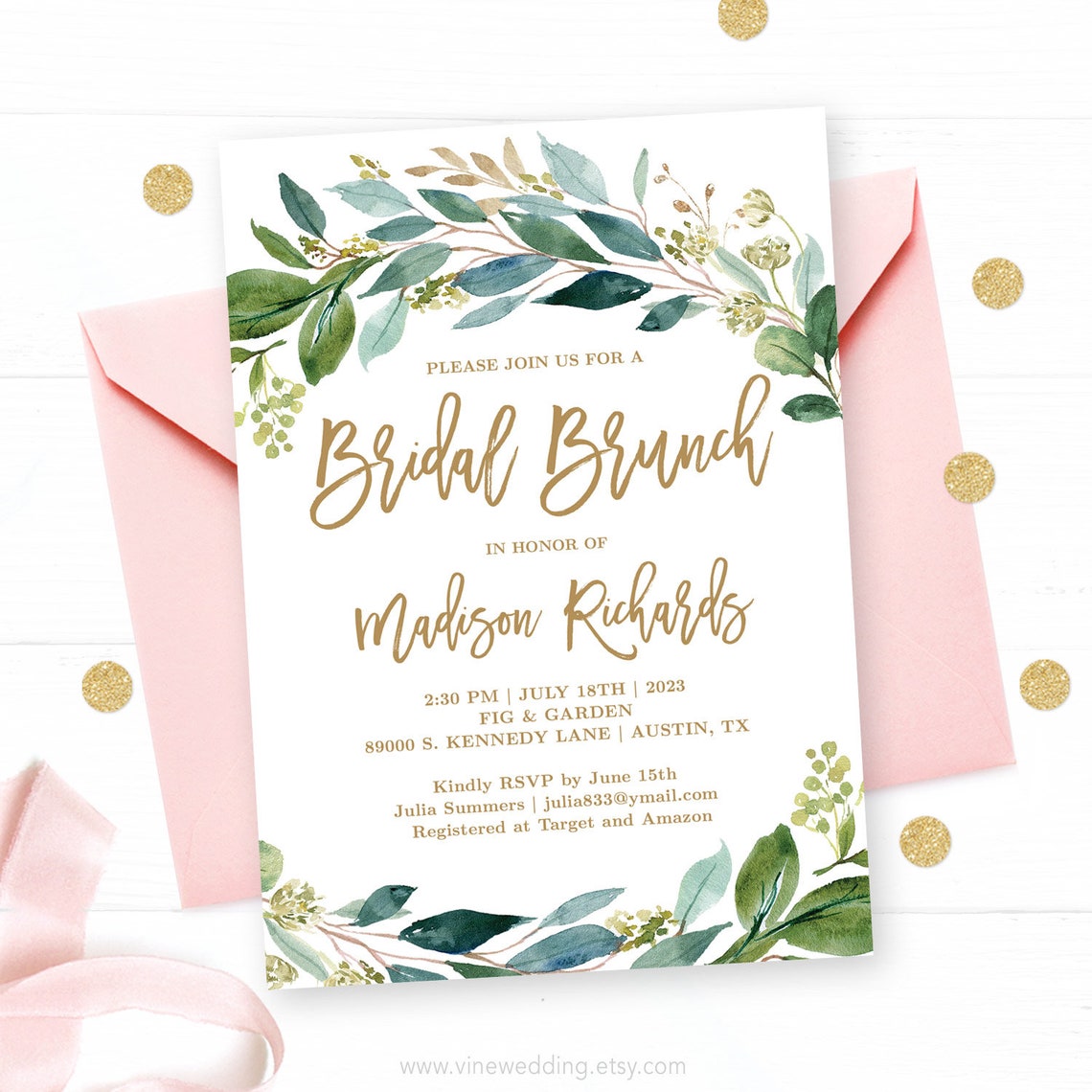 Bridal Brunch Invitation Template Editable Printable Bridal - Etsy