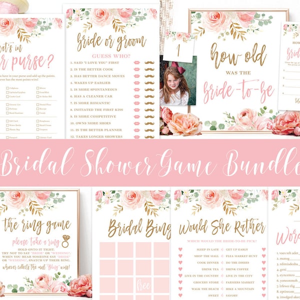 Pink Bridal Shower Games - Etsy