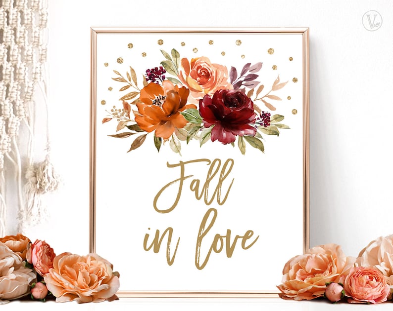 Fall in Love Sign Printable Autumn Table Decor Sign Bridal | Etsy