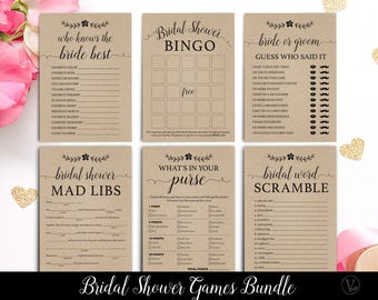 Bridal Shower Game Bundle 6 Printable Bridal Party Games | Etsy