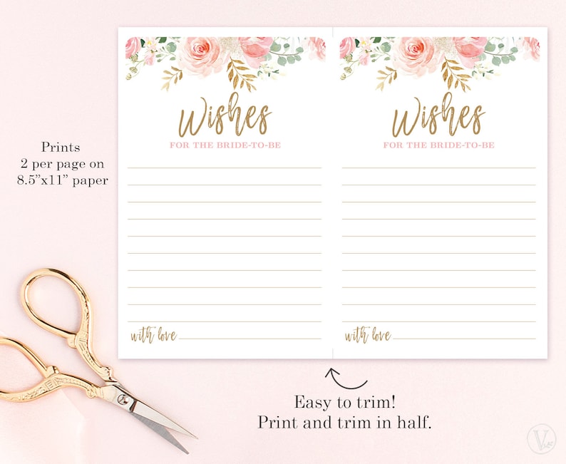 Wishes for the Bride-to-be Sign and Notecards, Printable Bridal Shower ...