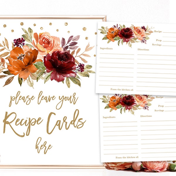 Fall Recipe Cards - Etsy