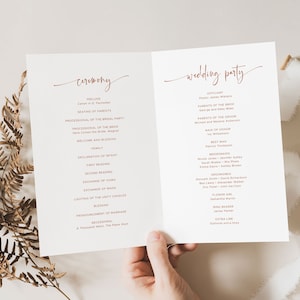 Bifold Wedding Program Template, Boho Wedding Program, Printable ...