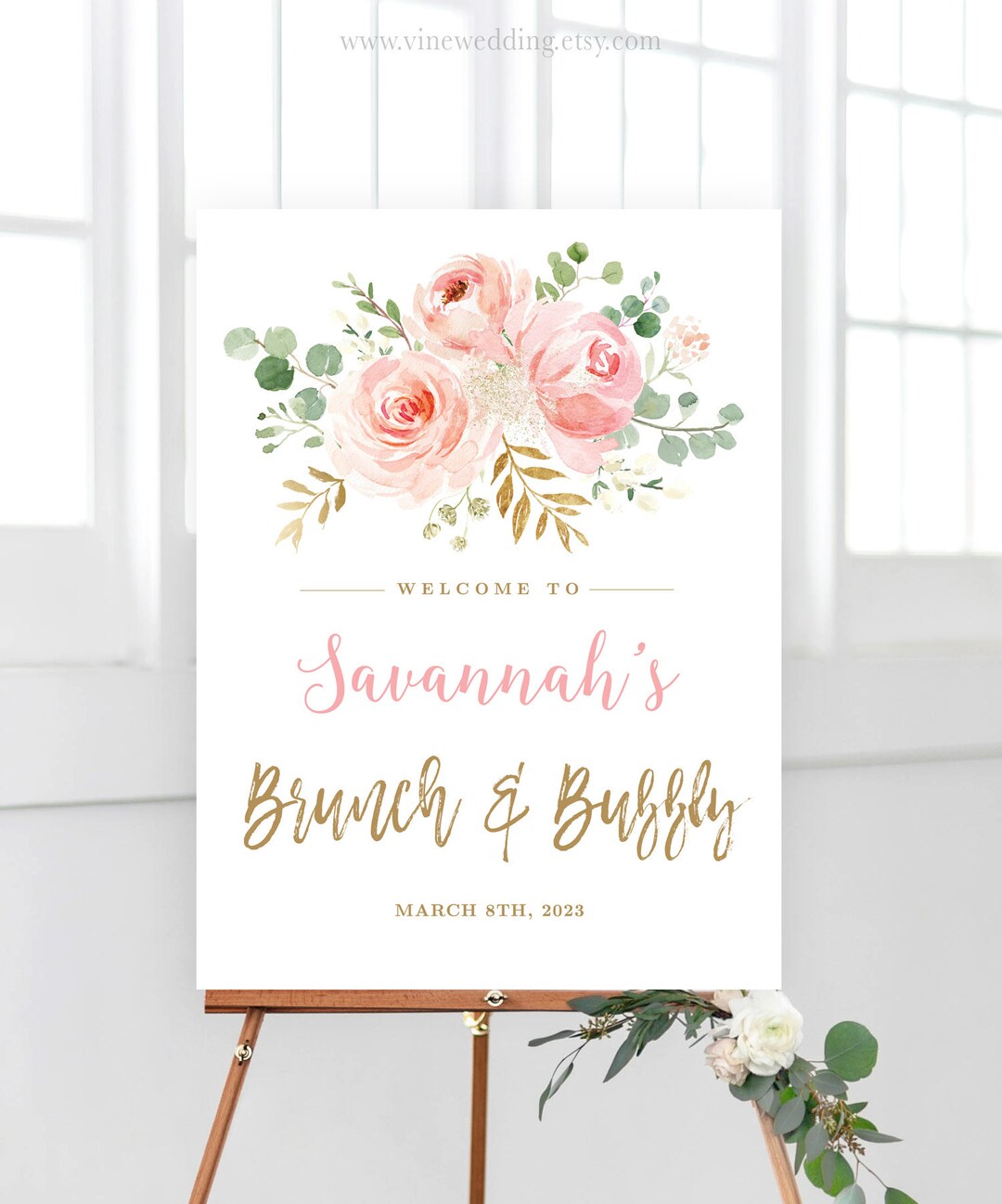 Brunch & Bubbly Welcome Sign, Printable Brunch and Bubbly Sign Template ...