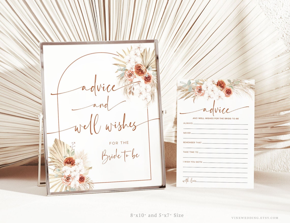 Advice and Well Wishes for the Bride to Be Sign and Cards, Bridal ...