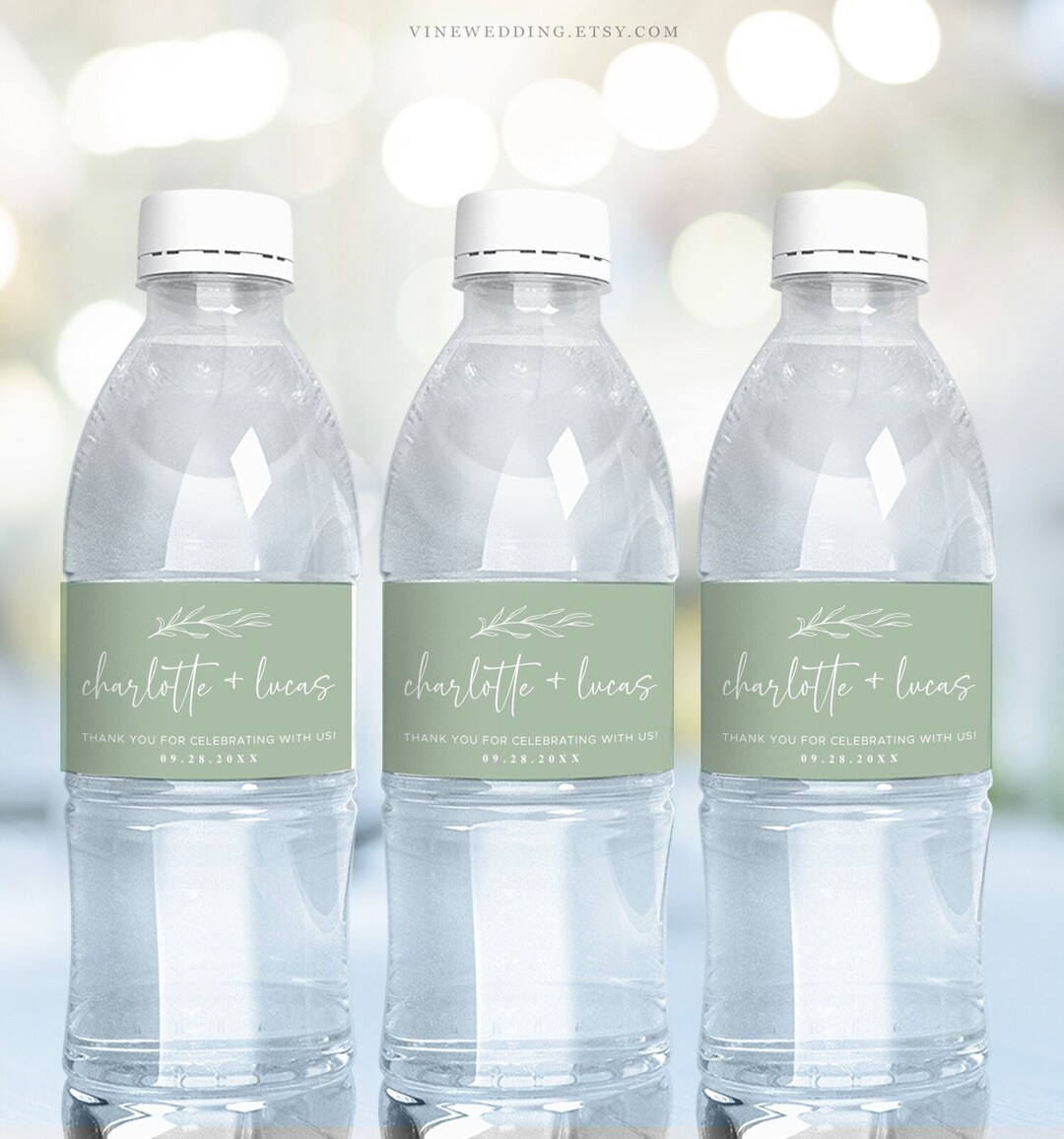 Water Bottle Label Template, Editable Water Bottle Labels, Printable ...