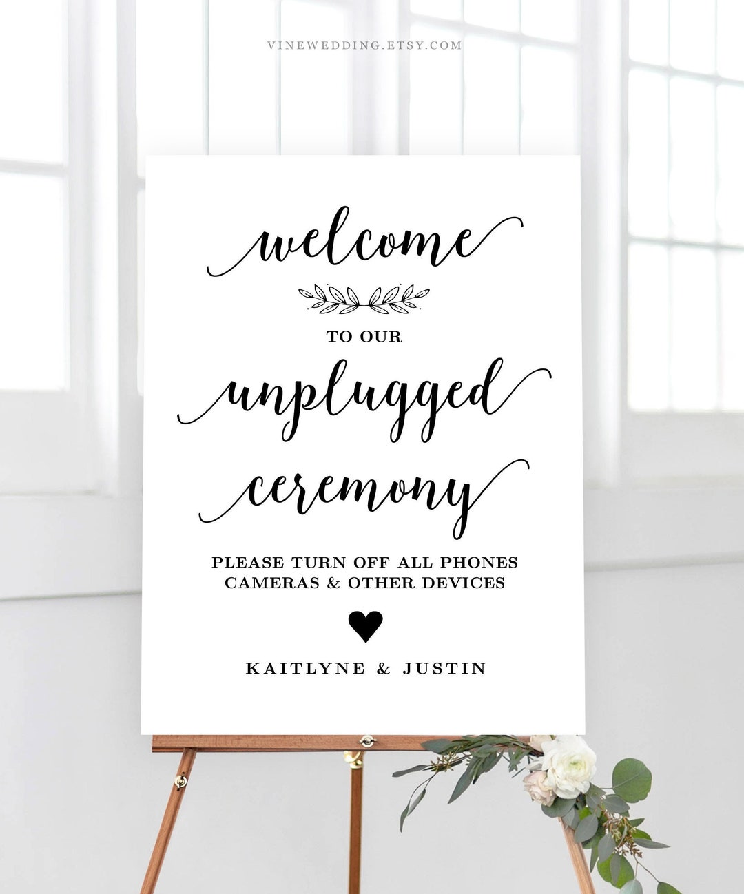 Editable Unplugged Ceremony Sign Template, Printable Unplugged Wedding ...