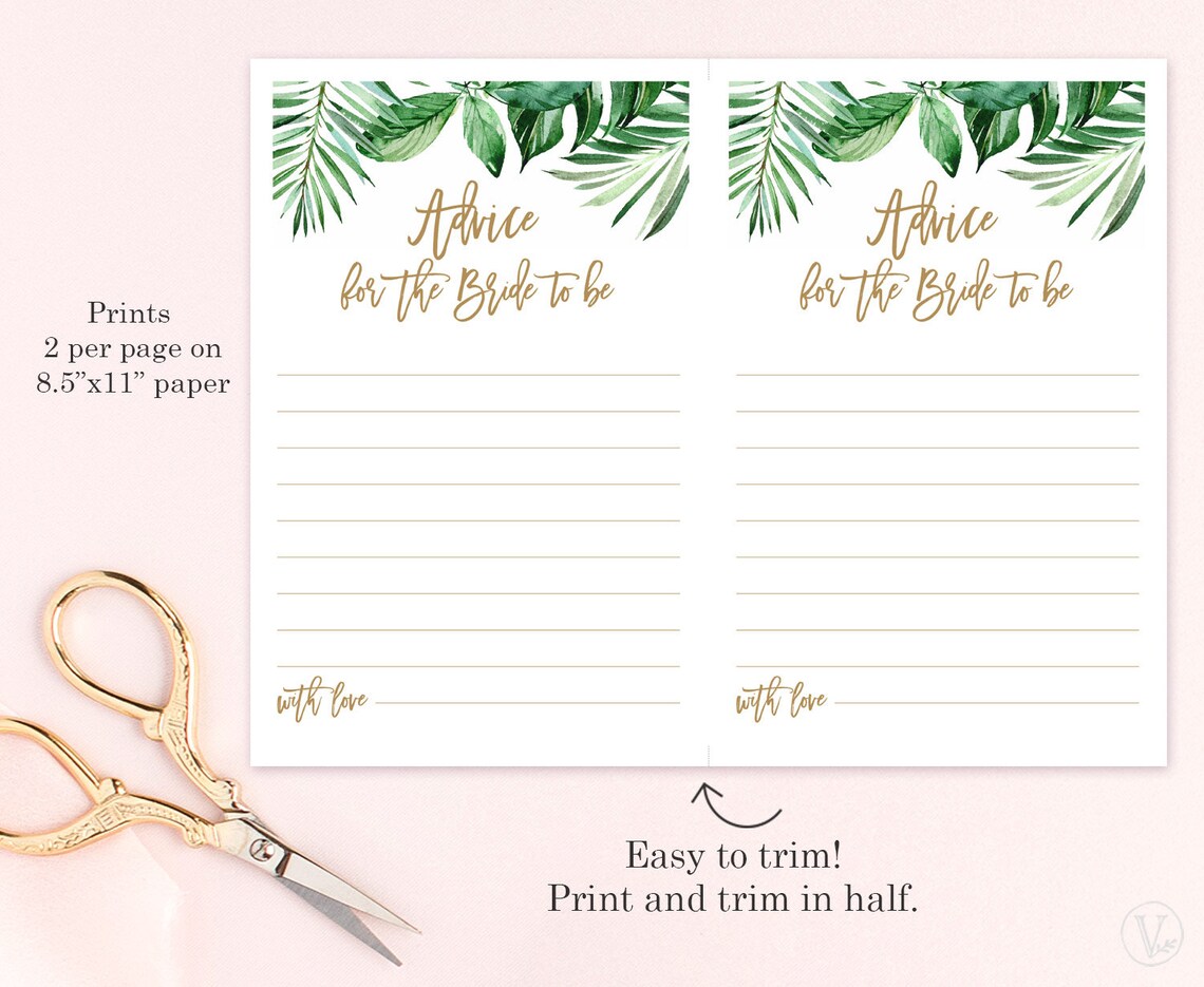 Advice for the Bride to Be Sign and Notecards, Printable Bridal Shower ...