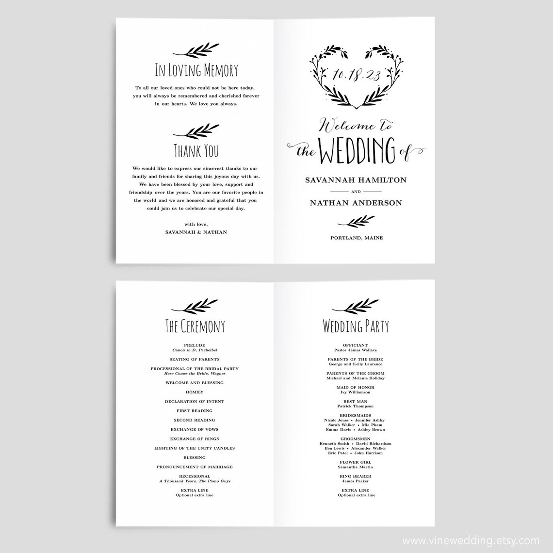 Editable Bifold Wedding Program Template Wedding Program - Etsy