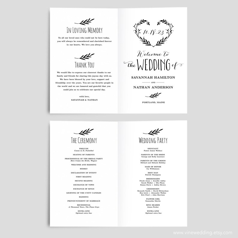 Editable Bifold Wedding Program Template Wedding Program - Etsy