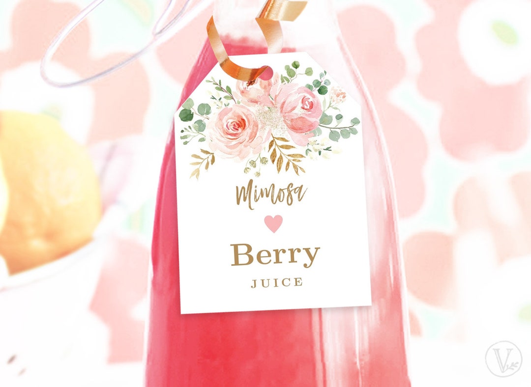 Mimosa Bar Juice Tags, Printable Mimosa Bar Juice Tag Template, Bridal ...