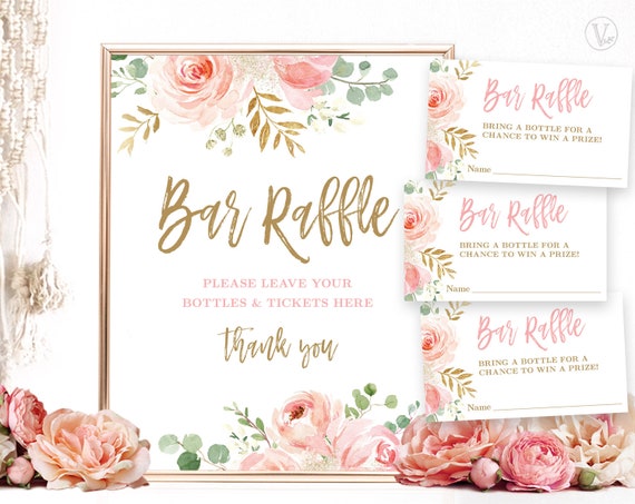 Bridal Shower Bar Raffle Sign and Raffle Tickets Printable - Etsy