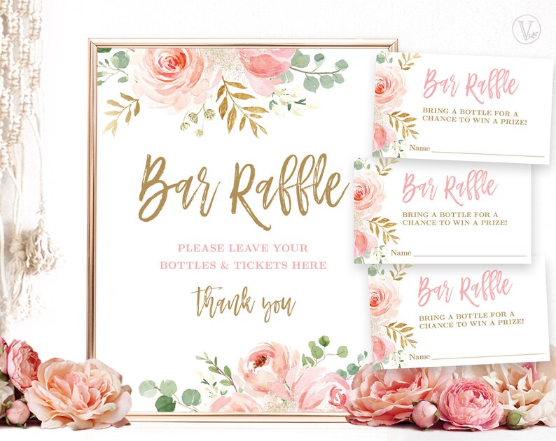 Bridal Shower Bar Raffle Sign and Raffle Tickets Printable - Etsy
