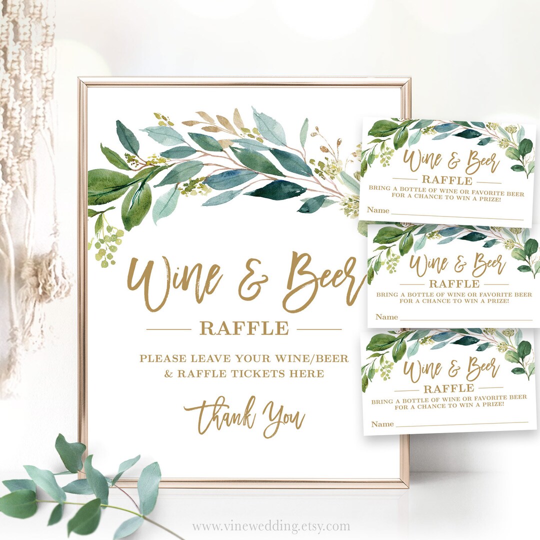 Wine & Beer Raffle Sign and Tickets, Printable Game Sign and Answer ...