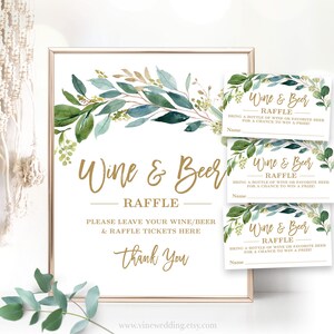 Wine & Beer Raffle Sign and Tickets, Printable Game Sign and Answer ...