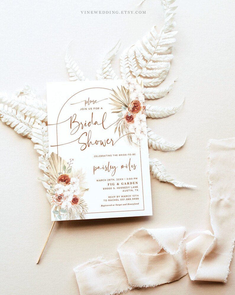 Boho Bridal Shower Invitation Template, Bridal Shower Invitation ...