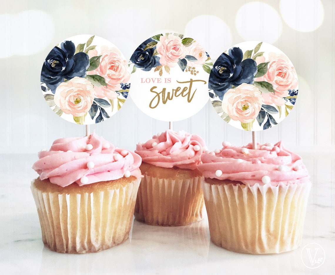 Love is Sweet Cupcake Toppers Printable Bridal Shower Cupcake | Etsy