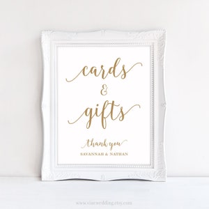 Gold Cards and Gifts Sign, Printable Wedding Cards and Gifts Sign, 8x10 ...