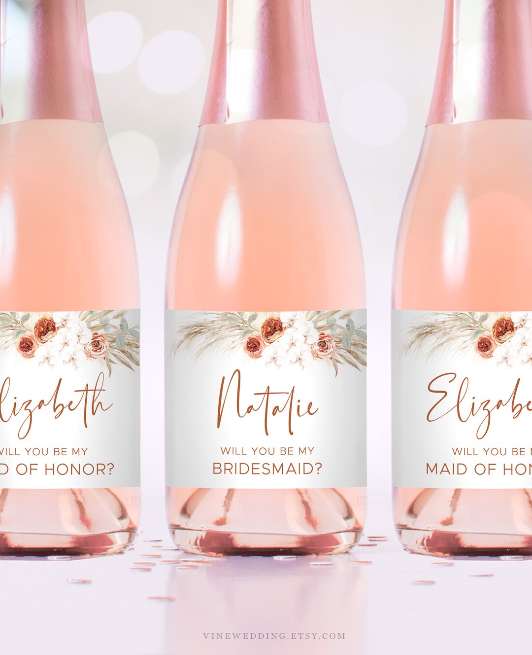 Standard Size Champagne Bottle Labels, Editable Bridesmaid Proposal ...
