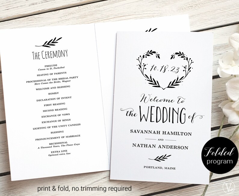 Editable Bifold Wedding Program Template Wedding Program - Etsy