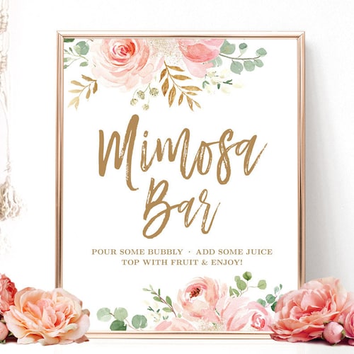 Blush Pink Floral Mimosa Bar Sign Printable Mimosa Bar Sign - Etsy