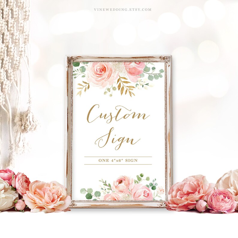 4"x6" DIY Custom Sign Template, ONE Editable 4x6 Inch Sign, Blush Pink ...