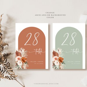Arch Wedding Table Numbers Signs, Printable Wedding Table Numbers ...