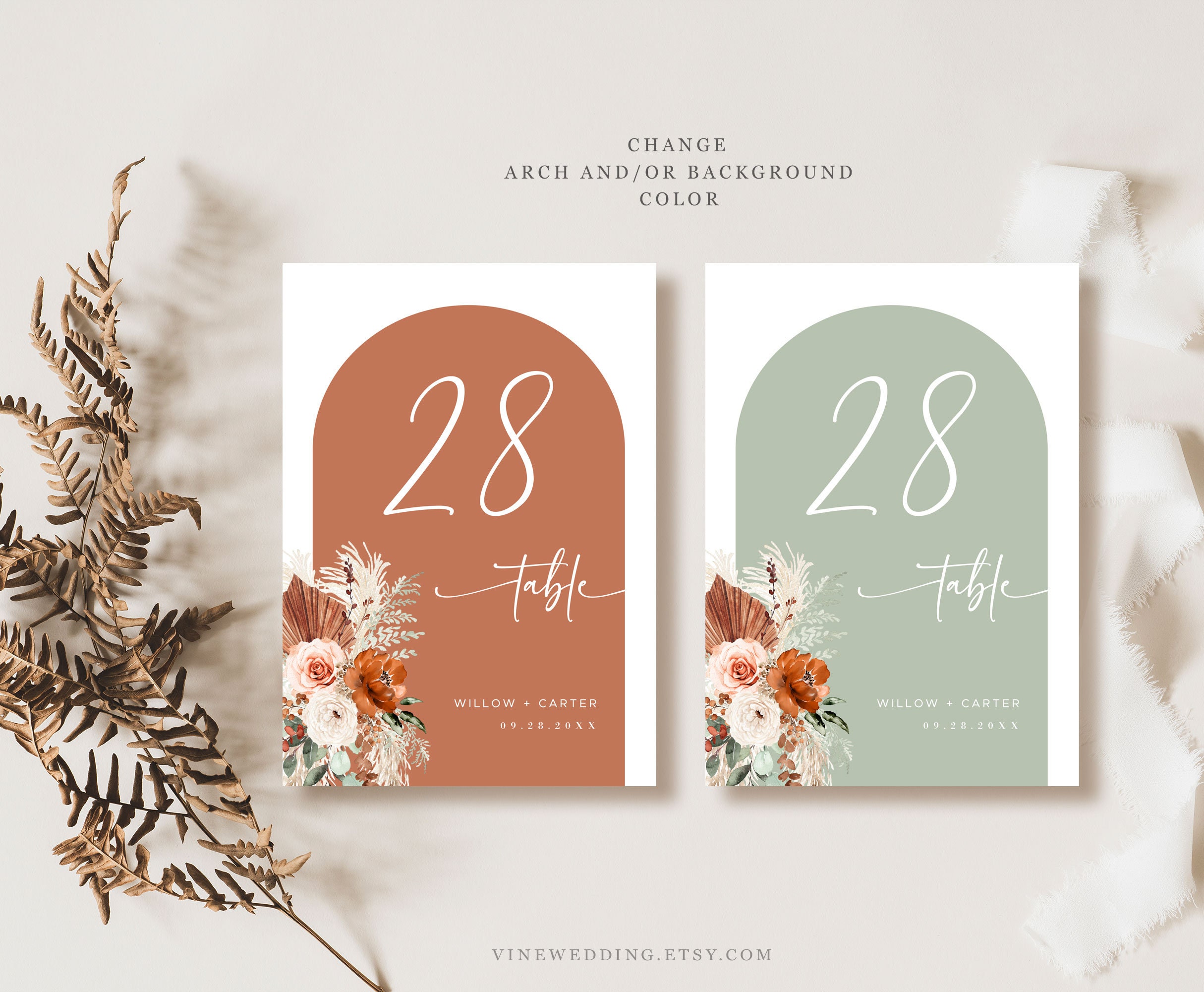 Arch Wedding Table Numbers Signs, Printable Wedding Table Numbers ...