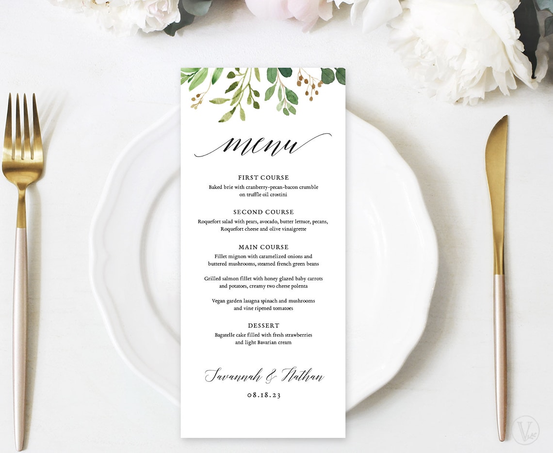 Editable Wedding Menu Printable Wedding Menu Template Rustic | Etsy