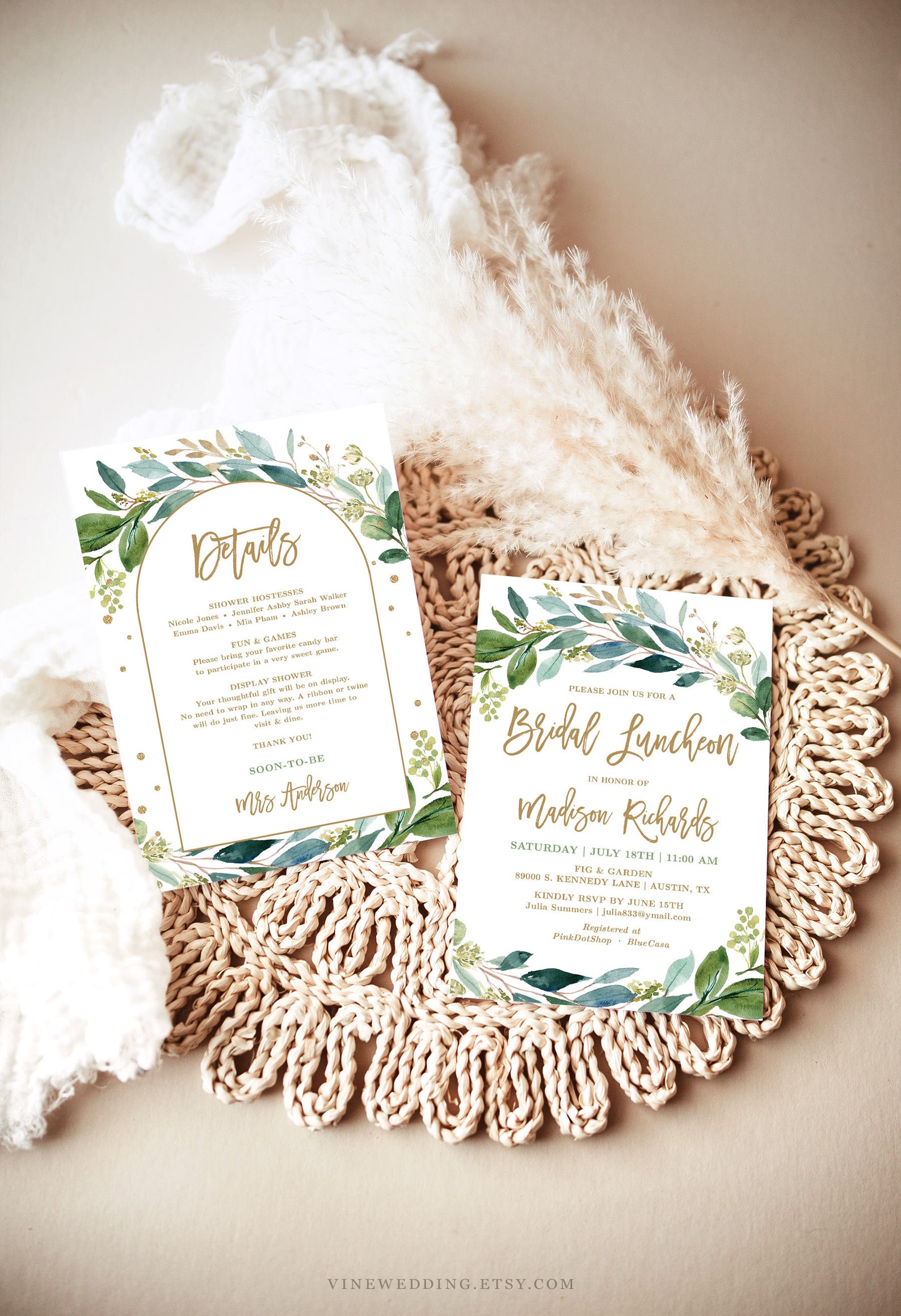 Bridal Luncheon Invitation Template, Editable, Printable Bridal ...