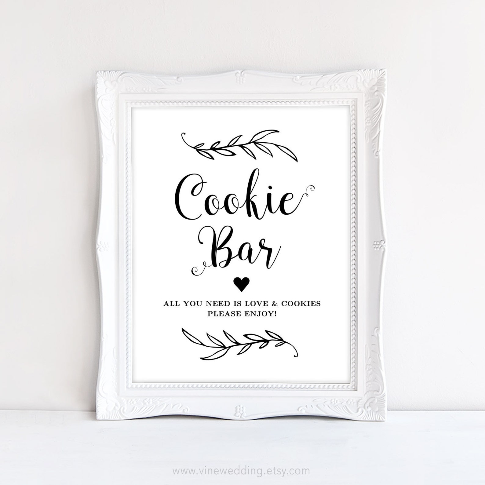 Printable Cookie Bar Sign, Wedding Cookie Bar Sign, Rustic Wedding Sign ...