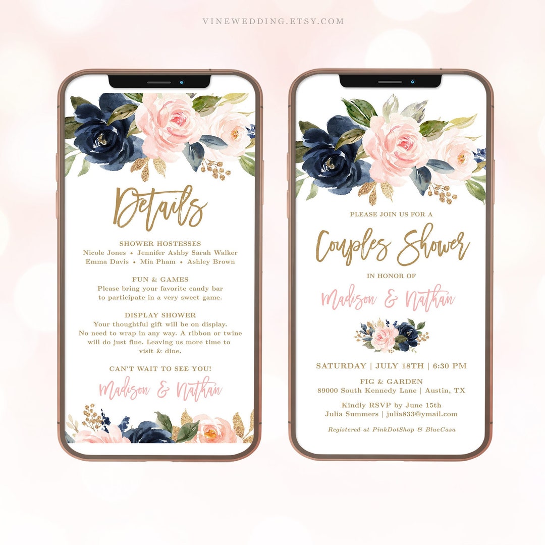 Couples Shower Digital Invitation Template, Editable, Electronic ...