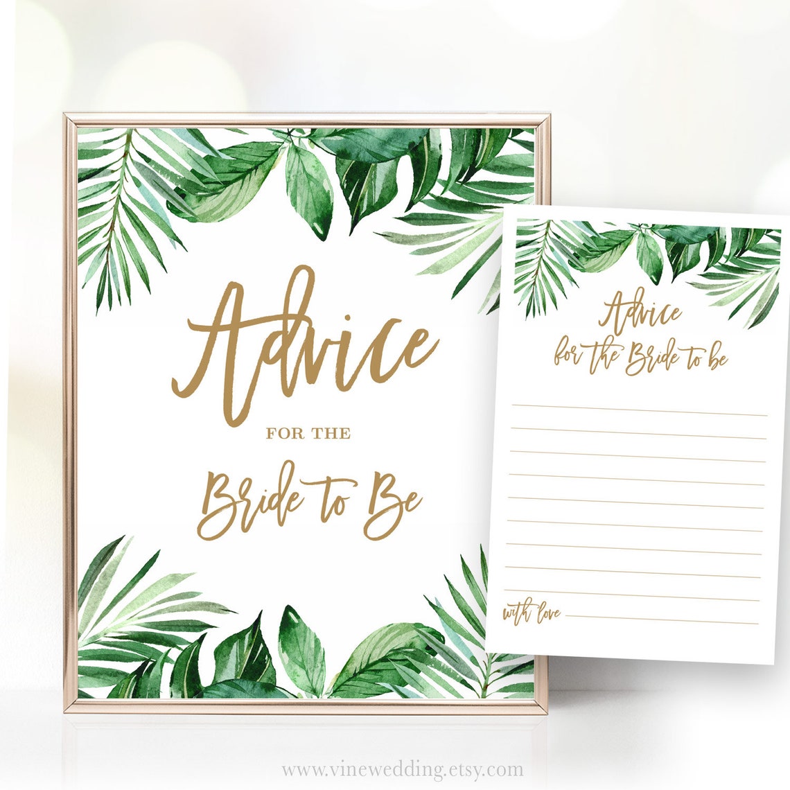 Advice for the Bride to Be Sign and Notecards, Printable Bridal Shower ...