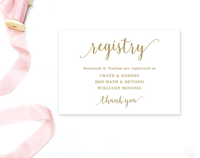 Gold Gift Registry Card Template Printable Wedding Registry - Etsy